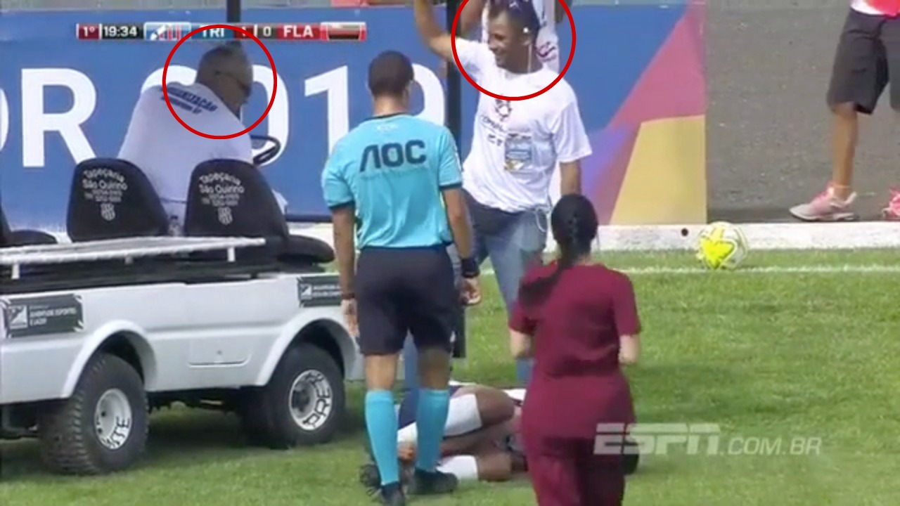 Soccer Medical Team Fail As Cart Runs Over Player's Foot