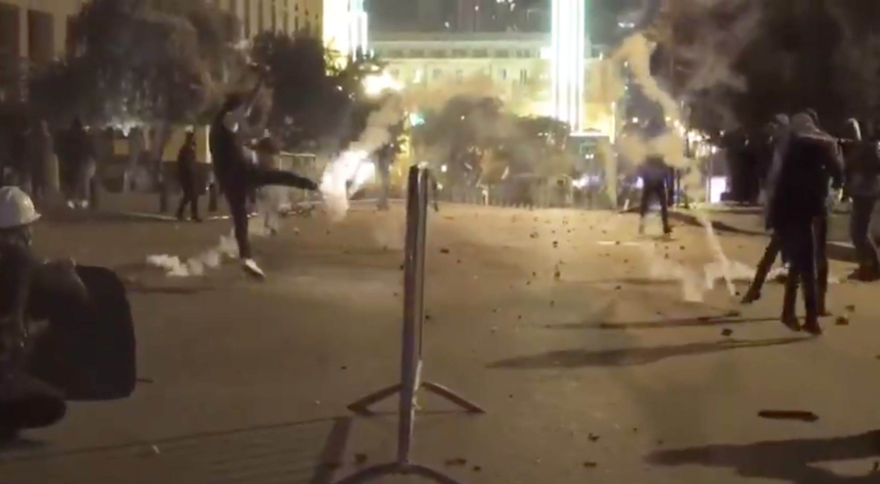 Viral Video Shows Impressive Protester Volley