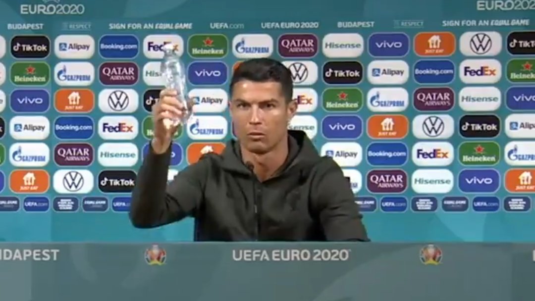 "Drink Water!" Cristiano Ronaldo Coca Cola Euros Moment