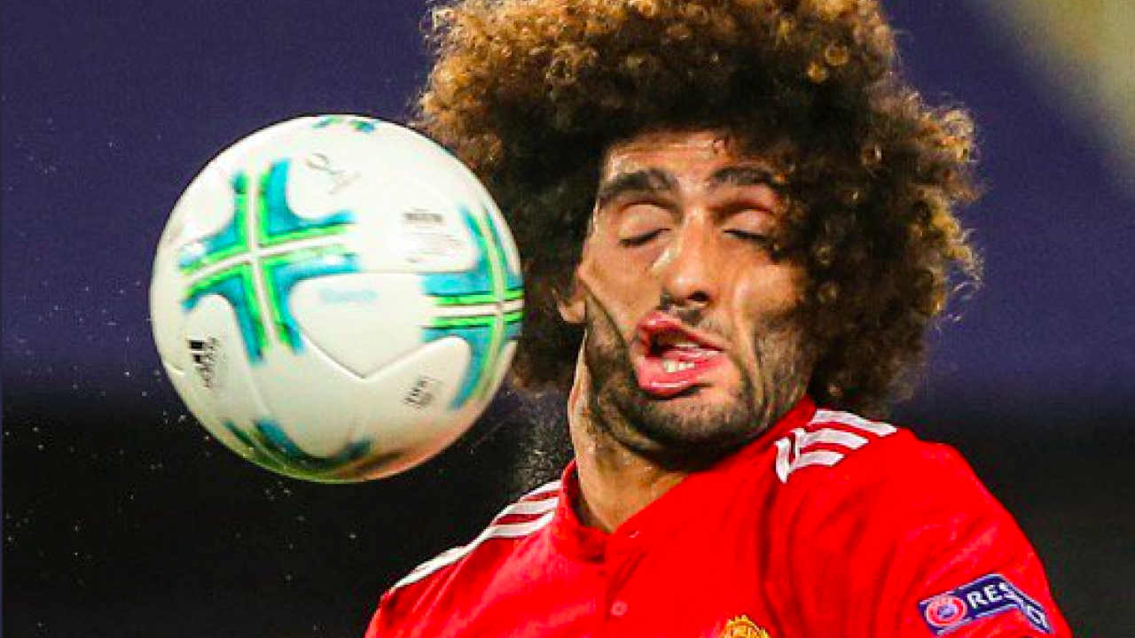 Marouane Fellaini Takes Ball To The Face