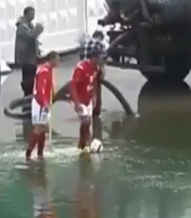 Puddle Corner Kick Requires Resourcefulness