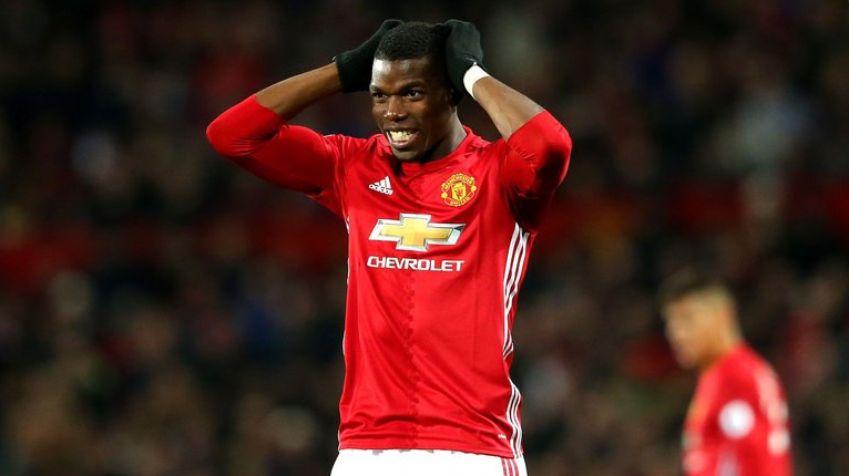 Paul Pogba hitting the post