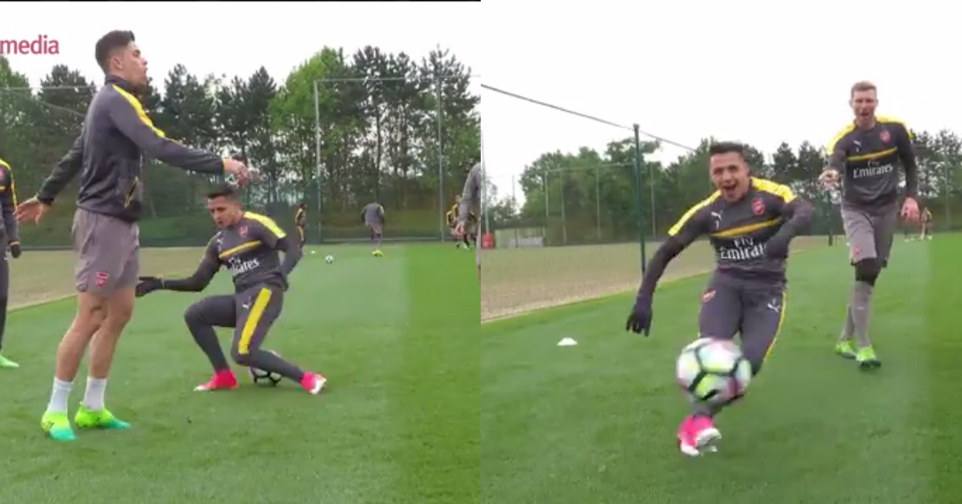 Alexis Sanchez gets nutmegged