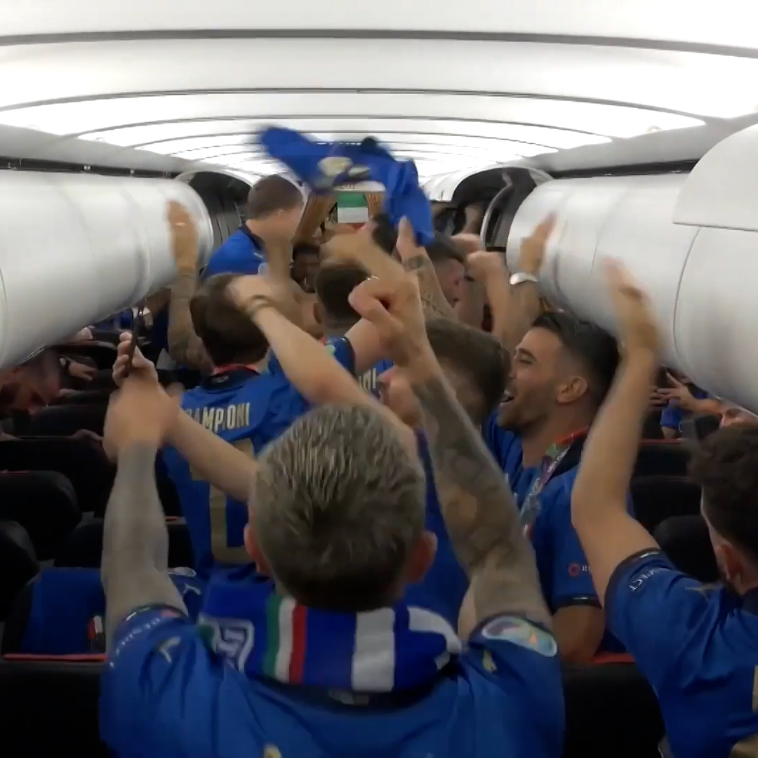 Italian Team Celebrates on Plane After Euro Victory | The18